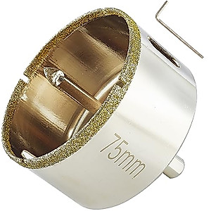 3 Inch (75mm) Diamond Hole Saw with Pilot Bit, DaduoRi 3" Tip Coated Tile Hole Saw with Guiding Drill Bit in The Center for Glass, Porcelain Tile,Ceramics, Marble and Granite