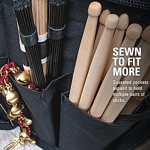 Meinl Percussion Drum Stick Bag with Extra Outside Pocket and Floor Tom Hooks – for Mallets, Brushes and Accessories, Black, Standard (MSB-1)