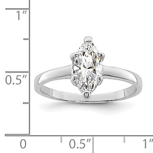 925 Sterling Silver Solitaire Marquise Cubic Zirconia CZ Engagement Ring Size 6