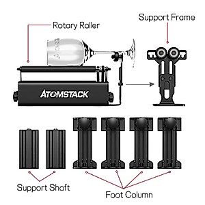 ATOMSTACK R3 Pro Laser Rotary Roller, Engraving Auxiliary Module for Laser Engraver, 360° Y-axis Rotating Roller for Carving of Goblet/Cylindrical/Round/Oversized Objects (R3 Pro Rotary Roller)