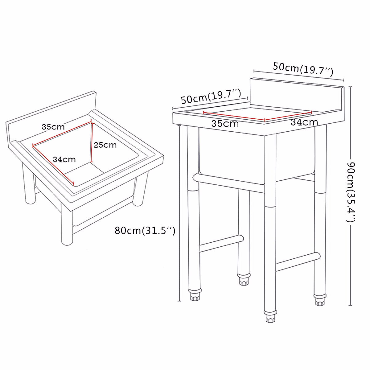 Natliedop Catering Sink Utility Sink Laundry Tub with Faucet, Heavy Duty Sinks for Washing Room, Basement, Garage or Shop, Free Standing Wash Station