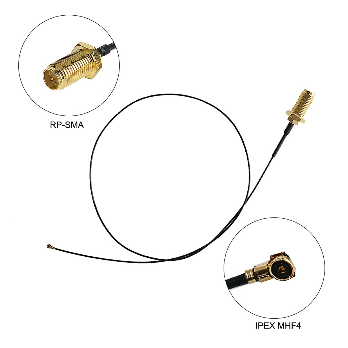 2 x 6dBi 2.4GHz 5GHz Dual Band WiFi RP-SMA Male Antenna+2 x 35CM RP-SMA IPEX MHF4 Pigtail Cable for M.2 NGFF WiFi WLAN Card