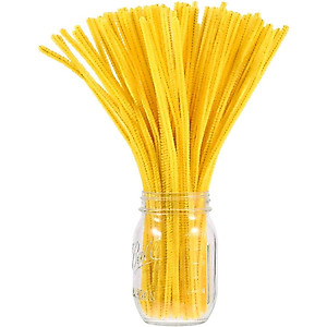 100pcs Pipe Cleaners Chenille Stems for DIY Art Supplies Craft Projects 6mmx30cm Christmas Pipe Cleaners Decoration, Yellow