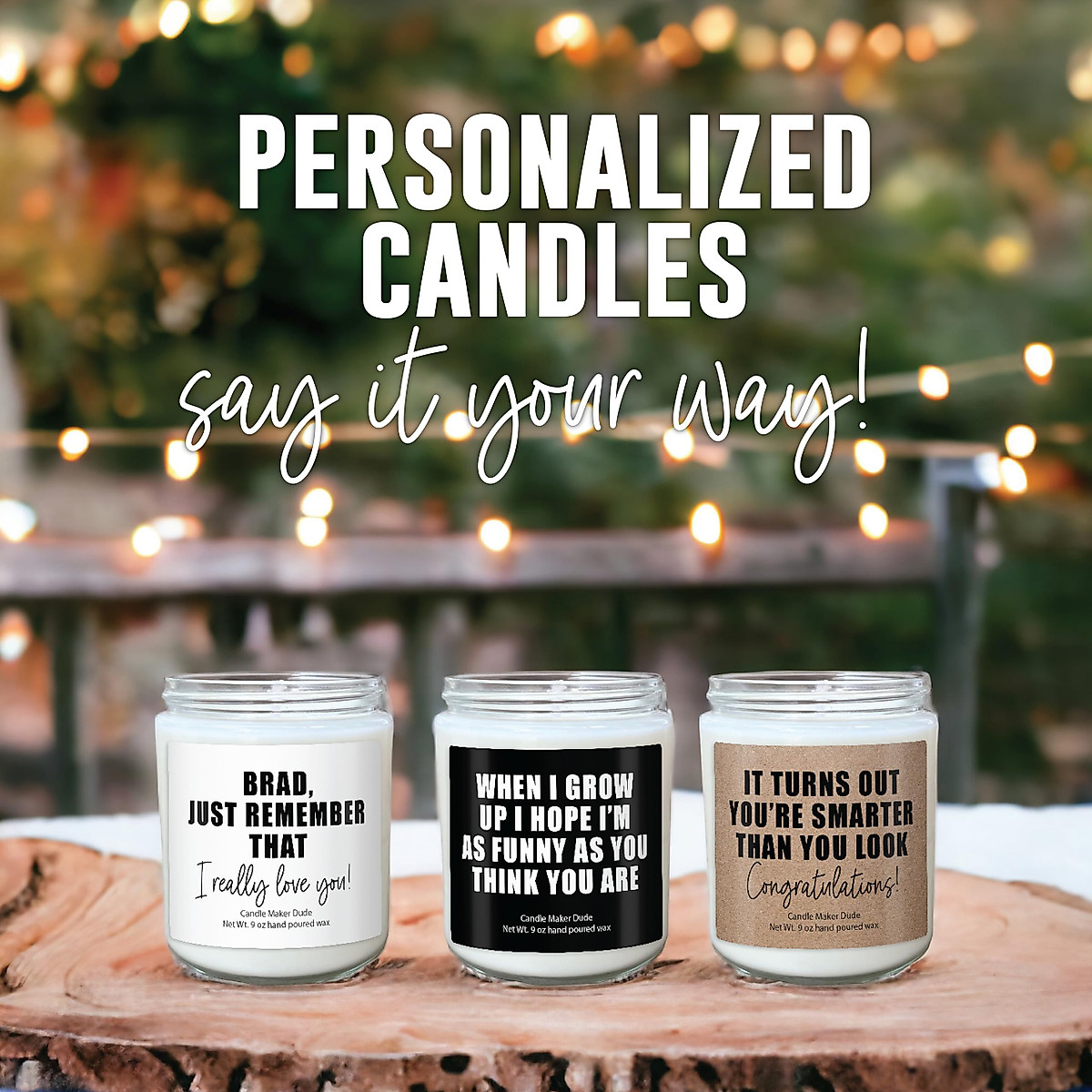 Candle Maker Dude Personalized Gifts Custom Candle - 40+ Scents, Perfect for Birthday, Christmas, Valentine’s Day, Funny Gag Gifts, Unique Gifts for Women And Men (White Label)