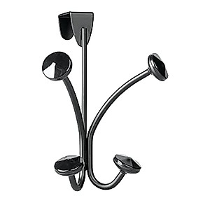 mDesign Decorative Over Door 4 Hanging Hooks, Steel Storage Organizer Rack for Coats, Hoodies, Hats, Scarves, Purses, Leashes, Bath Towels, Robes, Mens and Womens Clothing - Matte Black