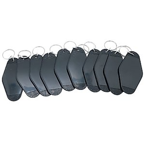 Nwsrayu 10pcs Blank Hotel Keychains Bulk Vintage Motel Keychain Vinyl HTV printing Keychains rhombus DIY Keychain tags (Black)