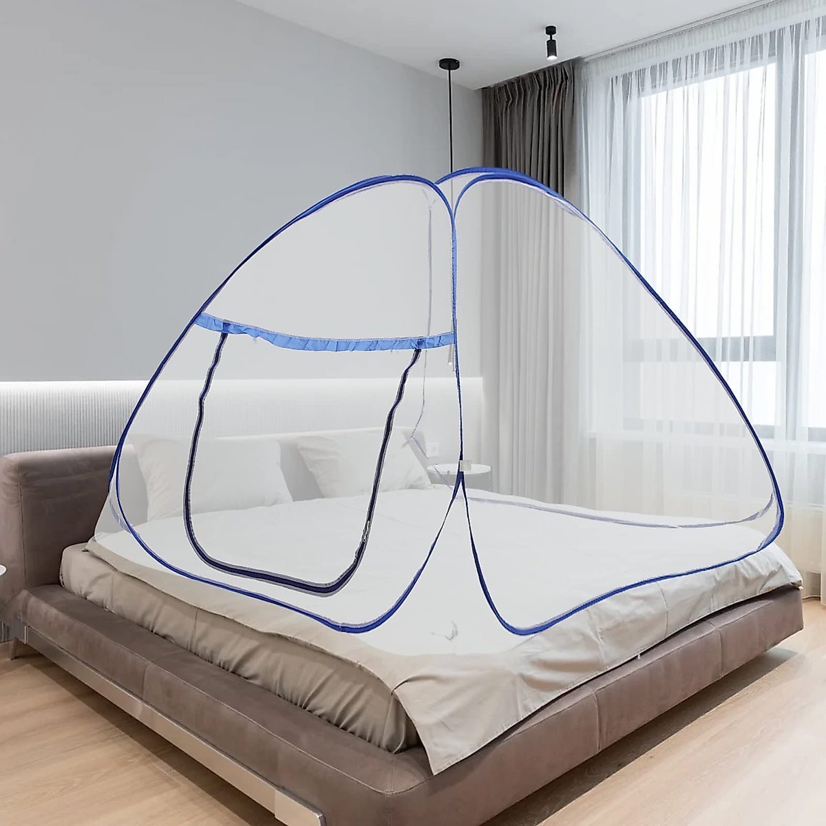 ACOSDIDES Pop-Up Mosquito Net Tent, Folding Mosquito Net Portable Mosquito Net Zipper Single Door Travel Mosquito Net with Net Bottom,Easy to Install and Wash for Baby Adults Trip (79 x71x59 inch)