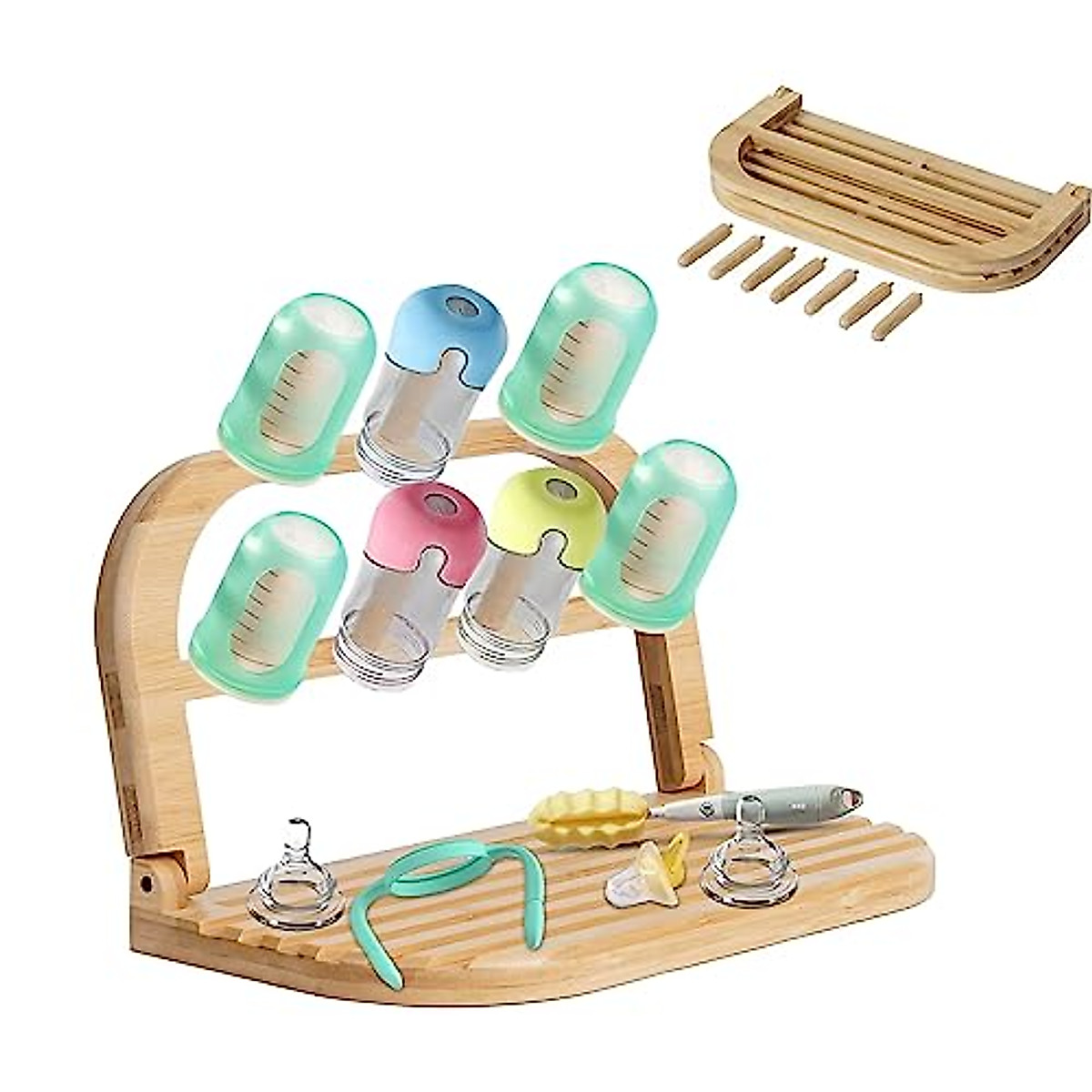 Dckuail Bamboo Baby Bottle Drying Rack, Organize Your Kitchen with Our Convenient Bottle Drying Rack,Drying Rack for Baby Bottles, Cups, Pacifiers and Accessories