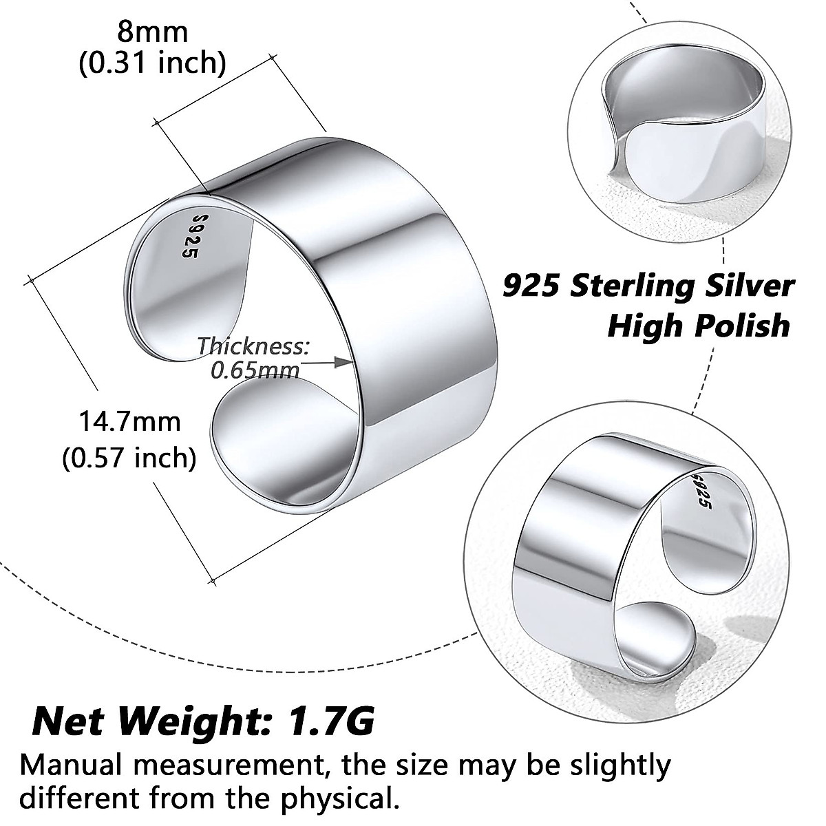 Plain Silver Band Rings Women's Knuckle Toe Rings Jewelry Midi Finger Bands Minimalist Stacked Beach Party Gifts