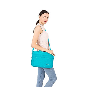 MOSISO Laptop Shoulder Messenger Bag Compatible with MacBook Air 15 inch M2 A2941/Pro 16 inch M3 A2991 M2 A2780 M1 A2485 A2141,15-15.6 inch Notebook with Adjustable Depth at Bottom, Hot Blue