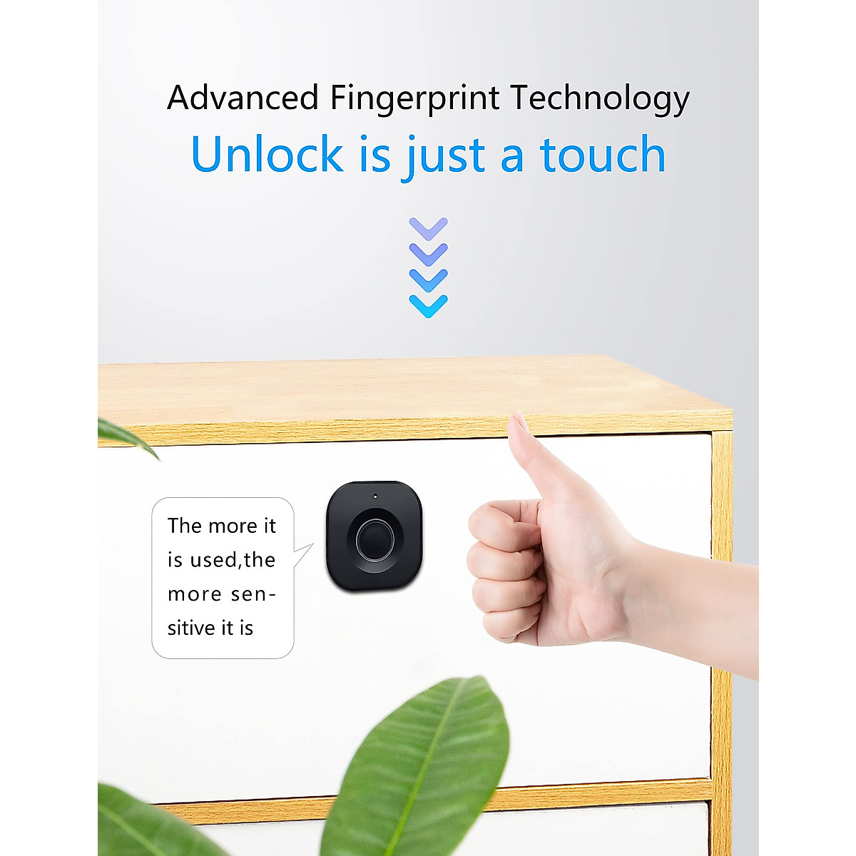 SUMNEW Fingerprint Cabinet Lock, Smart Biometric, Keyless Hidden File Drawer Wardrobe Lock, Child Safety Electric Lock, DIY Wooden Furniture for Home Office