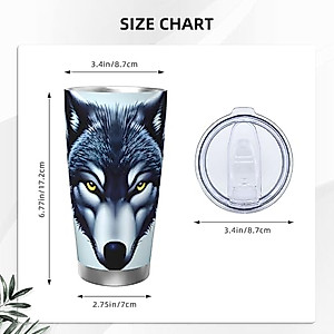 WXZYFP Car cup (single silver rim), can use a straw or drink directly, easy to use.Fierce wolf head