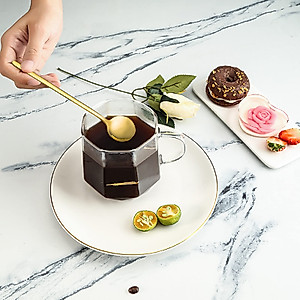 8 PCS 6.7 Inch Plated Stainless Steel Espresso Spoons, lyfLux Stirring Spoons Mini Teaspoons Set for Coffee Sugar Dessert Cake Ice Cream Soup Antipasto Cappuccino (Gold)