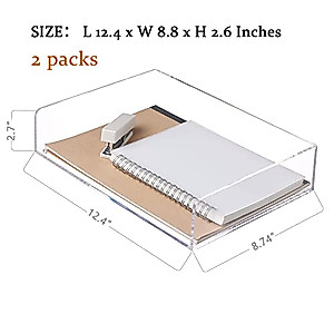 Paper Organizer Tray, Clear Acrylic Desk Organizers and Accessories, Office Supplies Organization, Stackable File Holder-Art Storage for School Classroom, Workspace Letter Tray-2 Pack/2 Tier
