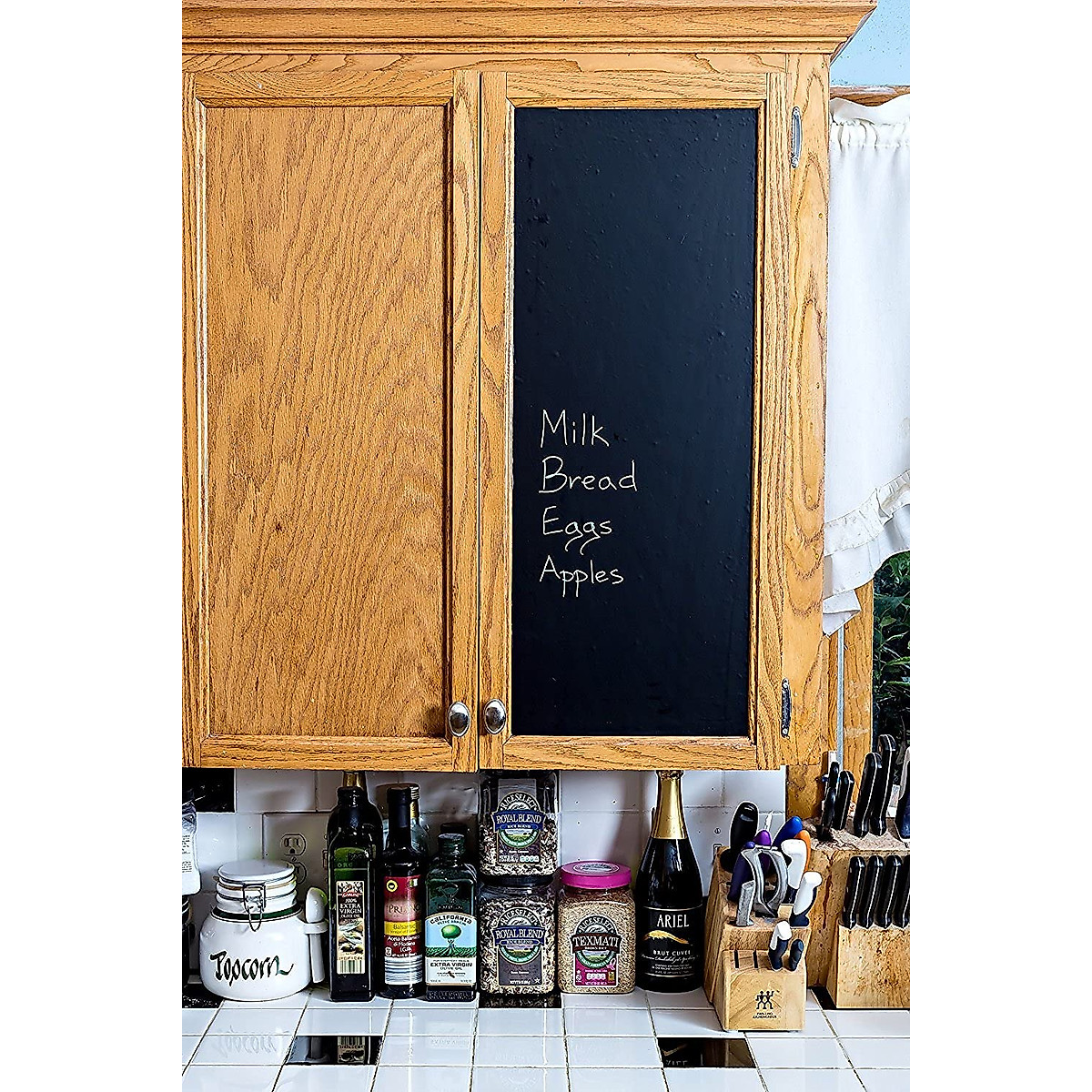 Kassa X-Large Chalkboard Wallpaper - Clear | 1.4ft x 8ft Adhesive Paper Roll | Includes 3 Markers & Eraser Cloth | Peel & Stick on a Wall, Table & Desk | Ideal for Use at Home, School, Office & More