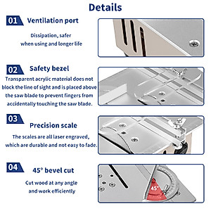Jadeshay Mini Table Saw, Versatile Electric Woodworking Metal Cutting Lathe, DIY & Craft Saw Machine, Adjustable Speed with Durable Accessories, Vacuum Compatible (Top Configuration)