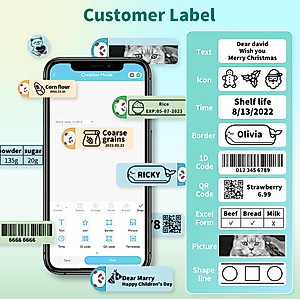 Phomemo D30 Label Maker Tape Black on Panda Pattern Sticker Thermal Paper Self-Adhesive Label Tape, 12 x 40 mm (0.47 x 1.57 Inch) 160 Tapes/Roll, 3-Roll D30 Thermal Label