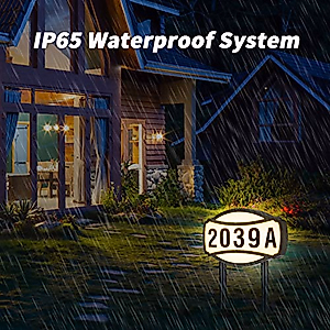 Oak Leaf Lighted House Numbers Solar Address Sign, 20 LEDs House Numbers for Outside, IP65 Waterproof Address Plaques for House Garden Yard Street Mailbox Hotel, Wall Mounted or Inserted with Stakes