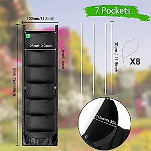 MEIWO 2 Pack Hanging Planters New Upgraded 7 Pockets Large Vertical Garden Wall Planter Grow Bags for Indoor Outdoor Macrame Plant Hanger Hanging Garden Rail Planters Yard Balcony Home Decor