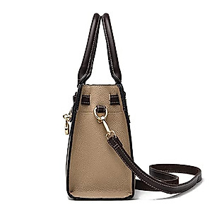Vegan Leather Satchel Purses and Handbags for Women Top-Handle Tote Bag with Crossbody Strap - Khaki