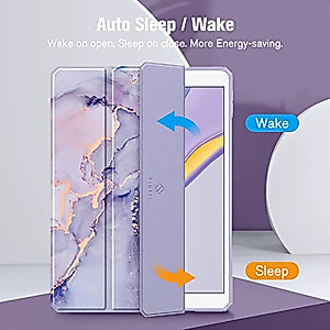 Fintie Hybrid Slim Case for iPad Air 3rd Generation 10.5" 2019 / iPad Pro 10.5 Inch 2017 - [Built-in Pencil Holder] Shockproof Cover with Clear Transparent Back Shell, Lilac Marble