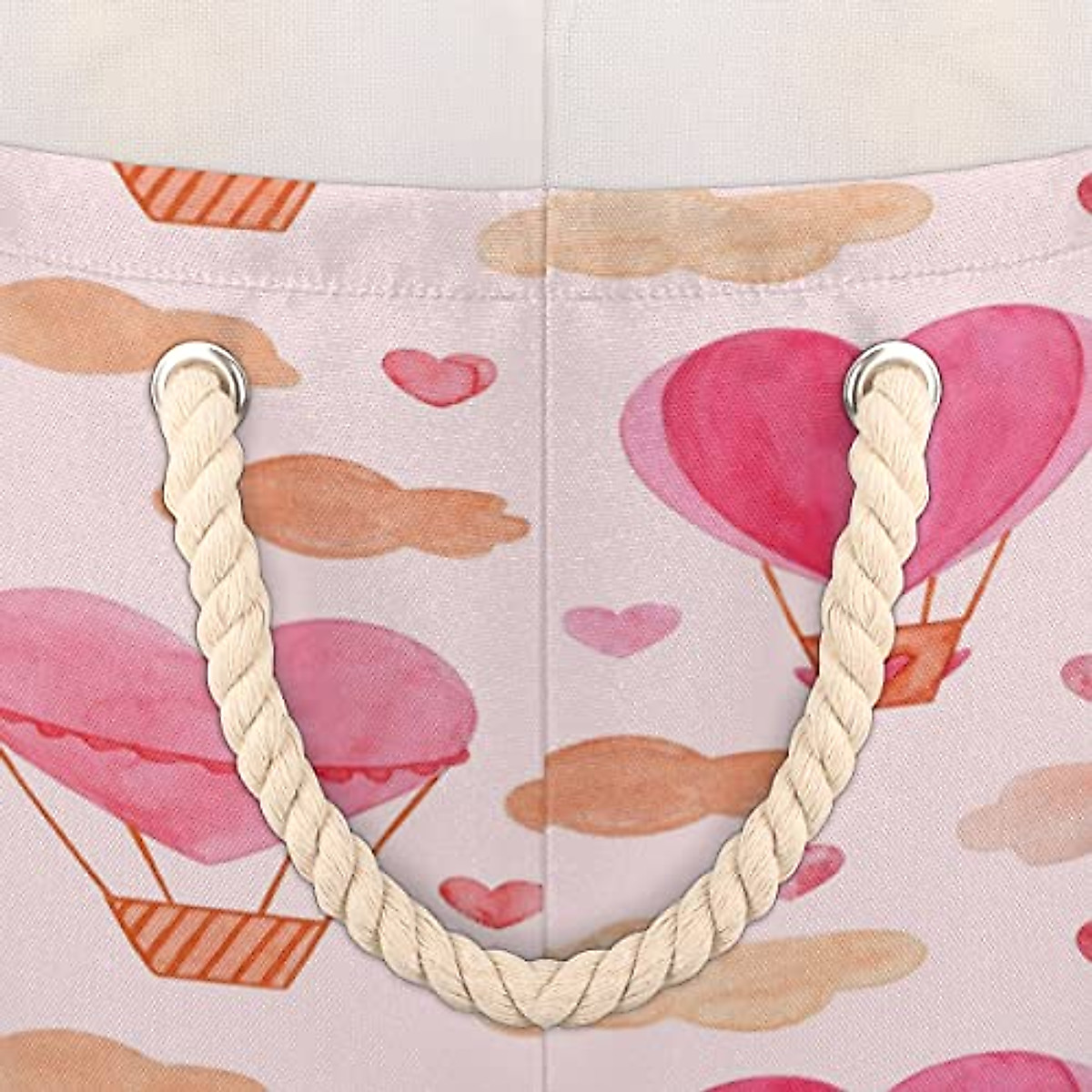 Valentine's Day Heart Pattern (6) Large Round Baskets for Storage Laundry Baskets with Handles Blanket Storage Basket for Bathroom Shelves Bins for Organizing Nursery Hamper Girl Boy