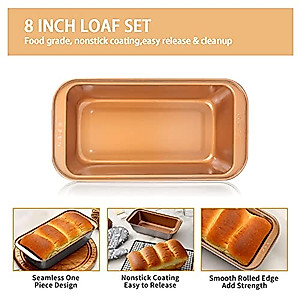 Wokic Nonstick Baking Pans Set - 5-Piece Baking Sheet with Round Cake Pan, Square Cake Pan, Loaf Pan, Muffin Pan, and Roasting Pan, Dishwasher Safe, Oven Safe, and Easy to Clean