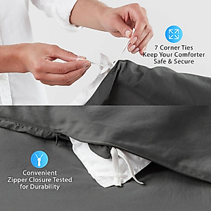 Ashton Sheets 100% Egyptian Cotton Duvet Cover for Oversized Bed - 600 Thread Count 3 PC Oversized Duvet Cover, Egyptian Cotton Oversized Duvet Cover Set, Cooling Duvet Cover Oversized - Dark Grey