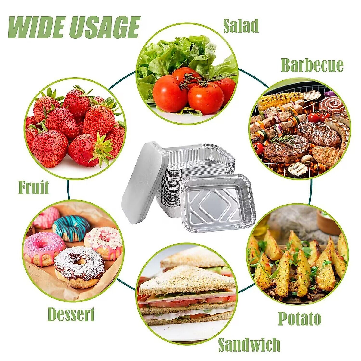 WANBAO 50 PACK 8.3"x6.2" Disposable Tin Foil Pans with Lids 2.25LB Aluminum Pans To Go Containers for Cooking, Baking, Catering Party Meal Prep, Take Out, Freeze