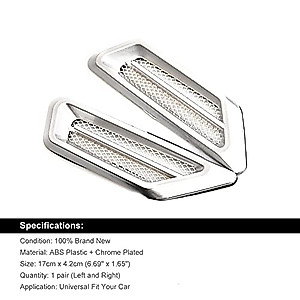 Azoepart 1 Pair Universal Car Air Flow Chrome Fender Side Vent Decor Sticker Air Flow Vent Door Hood Self-Adhesive Decal accesory for Car SUV Truck Wheel Well Arch or Side Bumper/Fenders,Black