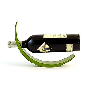 ARC Lacquer Wood Wine Bottle Holder - Balances Wine in The Air, Green