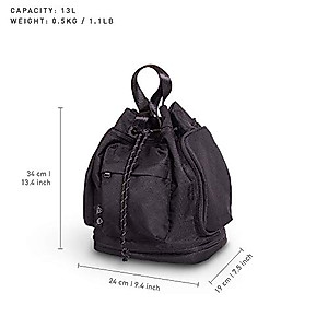 Doughnut Nomad Series Pyramid 13L 2-in-1 Hanging Toiletry Travel Girls Lightweight Casual Daypacks Bag Backpack (Black)