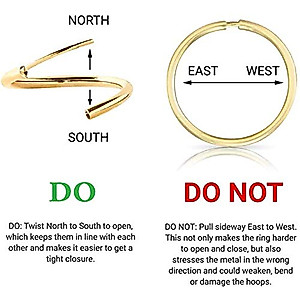 ONDAISY 1PCS 20G 8mm 14k Real Gold Round Hoop Tragus Helix Cartilage Daith Ring Ear Piercing Earring