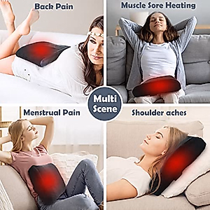 Heating Lumbar Support Pad for Back Pain Relief, Electric Heated Pad for Back with Strap, Soothing Heat Therapy 3 Heat Settings Timer Settings, Heating Technology for Waist, Abdomen, Neck, Shoulders