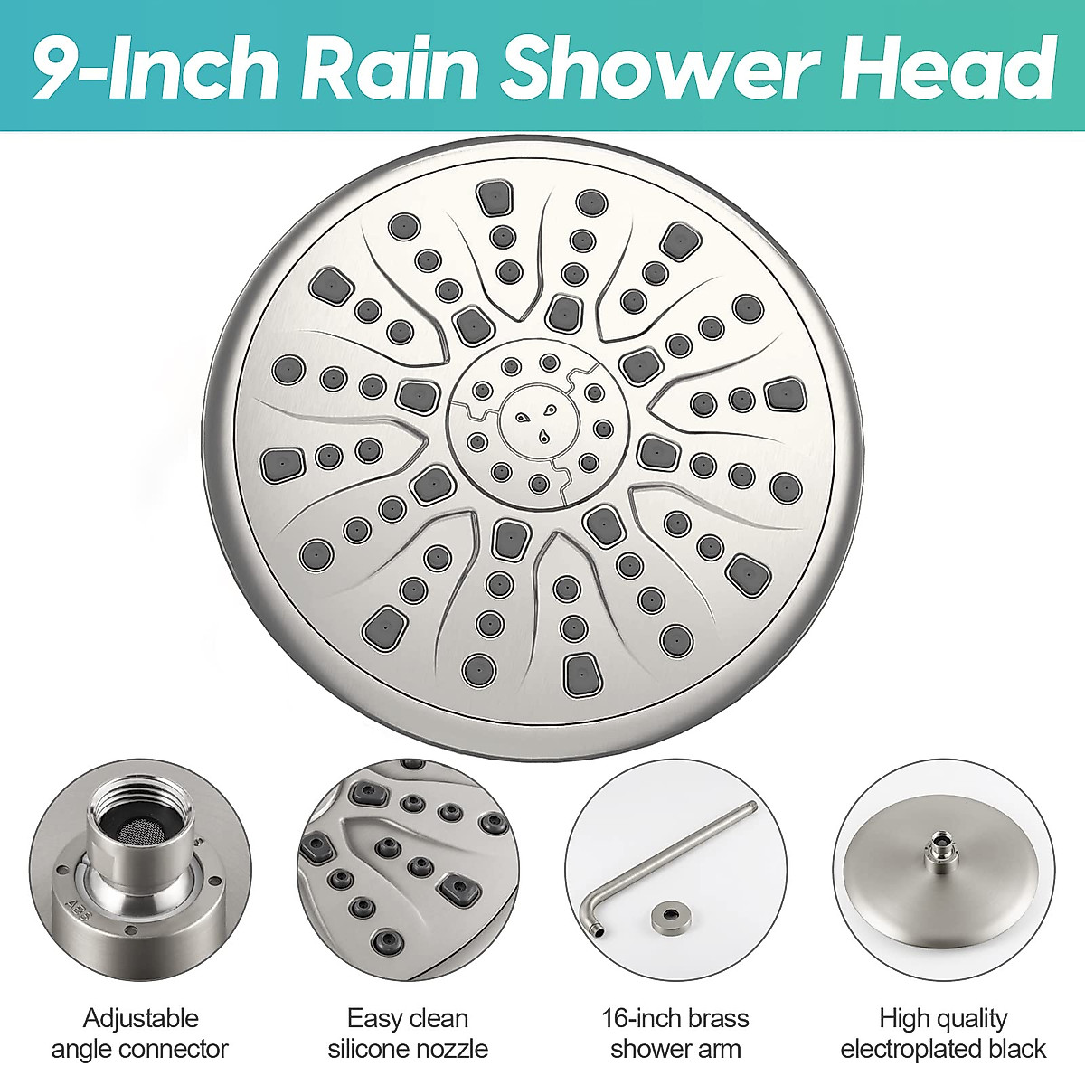 WRISIN Shower Faucet Set Brushed Nickel (Valve Included), Shower System with Rain Shower and Handheld, Shower Valve Kit with Valve and Shower Head