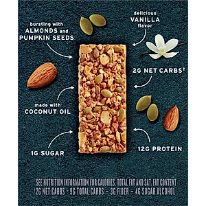 :ratio KETO Friendly Crunchy Bars, Vanilla Almond, Gluten Free Snack, 4 ct