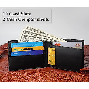 Vietnamcreations Men's Genuine Crocodiile Bifold Wallet RFID Blocking Black #8