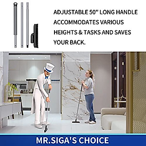 MR.SIGA Heavy Duty Grout Scrub Brush with Long Handle, Shower Floor Scrubber for Cleaning, Tile Scrub Brush with Stiff Bristles