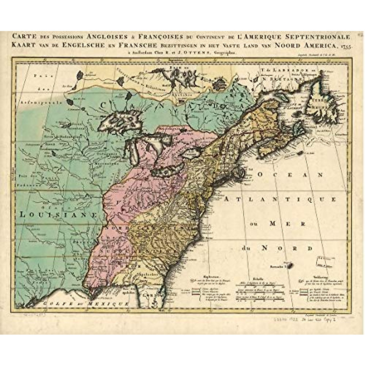 1755 Map| North America| Carte des Possessions angloises & francoises du Continent de