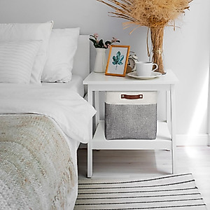 Pulnimus Cube Storage Bins for Shelves - Large 4 Pack 11x11x11 Fabric Storage Basket for Organizing with Handles for Clothes Toy Nursery Gift Laundry Book(White & Grey)