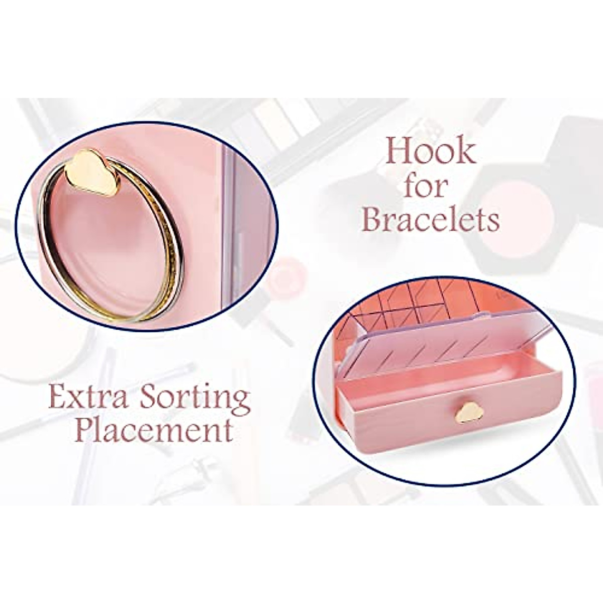 Makeup Organizer With Drawers, Wall mounted Organizer | Portable Makeup Organizer, Makeup Organizer | Makeup Storage Box, Pink Makeup Organizer