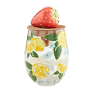 Mud Pie Lemon Fruit Wine Glass Set 16oz