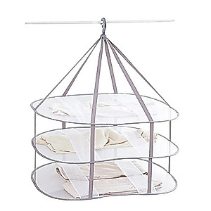 Looca 3-Tier Folded Mesh Clothes Hanging Dryer Sweater Drying Rack 30.3" L * 24.5" W*30.7" H