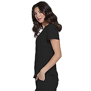 HeartSoul Break On Through Women Scrubs Top V-Neck HS710, S, Black