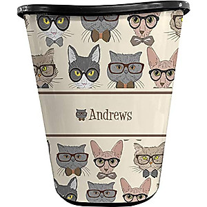 RNK Shops Hipster Cats Waste Basket - Double Sided (Black) (Personalized)