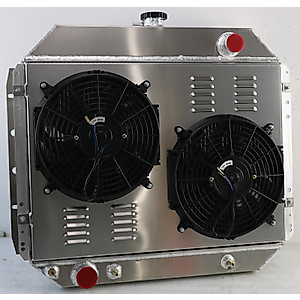 CoolingSnow CC433 Aluminum Radiator for Ford 1966-1979 Bronco F100 F150 F250 F350 Pickup Truck Radiador 3 Row Core Radiators Shroud Fans Relay Kits