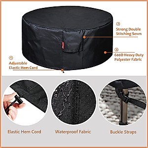 SheeChung Fire Pit Cover Round 60"Dx24"H,Waterproof Heavy Duty 600D Polyester Fire Pit Cover,Large Shelter for Outdoor Patio Fireplace Table Chair,Patio Furniture Covers