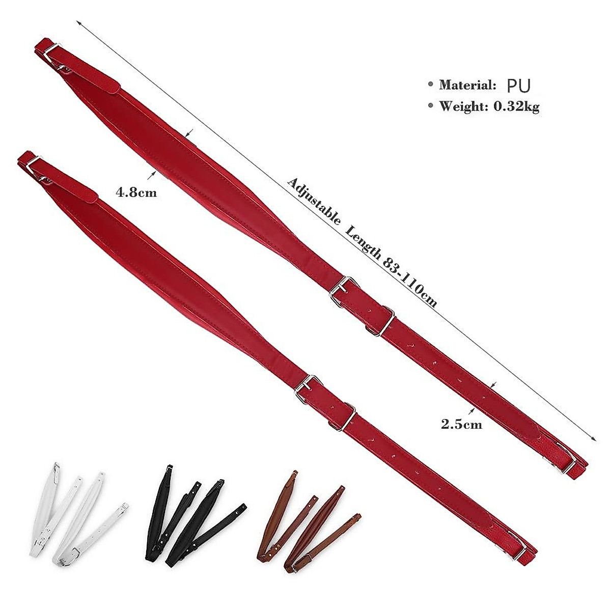 VGEBY Accordion Straps, Adjustable Accordion PU Shoulder Straps Accordion Strap Set for 16-120 Bass (Red)