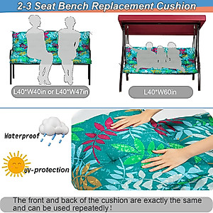 Replacement Cushions for Outdoor Swing, Waterproof Porch Bench Swing Cushions 2 Seater for Outdoor Furniture, Thicken 4" Patio Swing Cushions Suitable for 38-42" Swings(Green Flowers 40x40in)