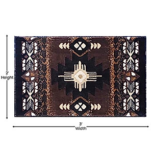 South West Native American Door Mat Area Rug Design C318 Chocolate (24 Inch X 40 Inch)